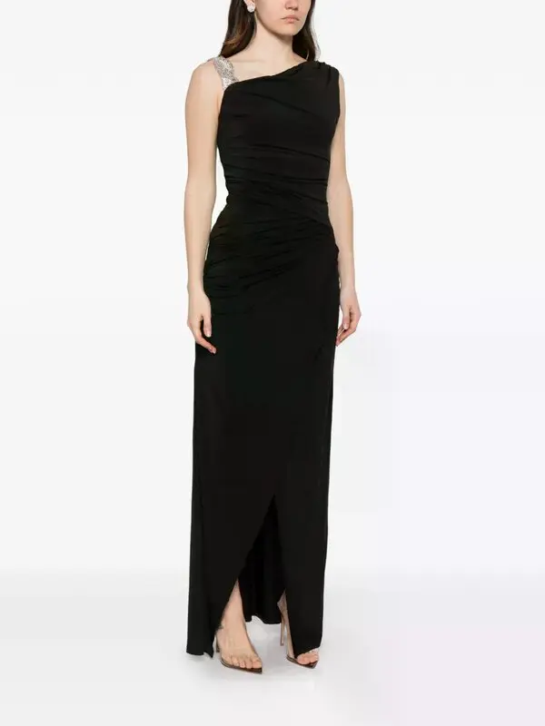 Amen Crystal-embellished Ruched Maxi Dress - Black