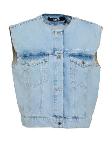 Karl Lagerfeld Denim Vest With Embroidered Logo - Blue