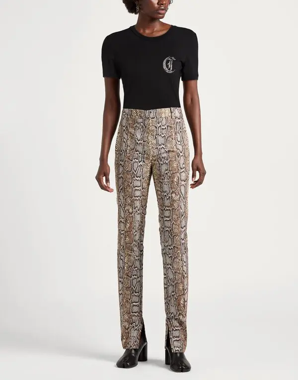 Just Cavalli T-shirt With Appliqués And Crystals - Black
