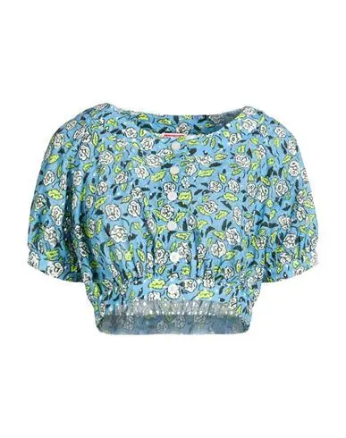 Kenzo Cotton Shirt With Broderie Anglaise And Floral Print - Blue