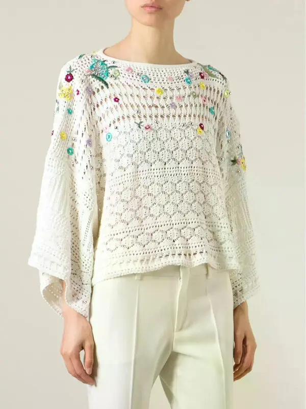 Emilio Pucci Embroidered Crochet Poncho