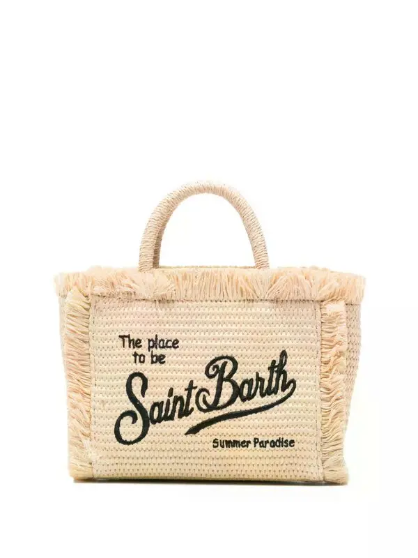 MC2 SAINT BARTH Frayed-detail Mini Bag - Neutrals