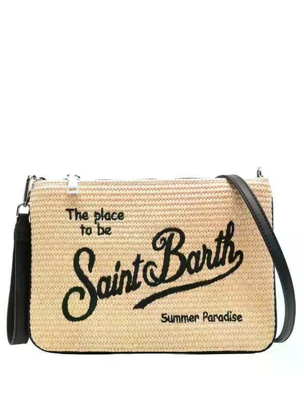 MC2 SAINT BARTH Parisienne Embroidered-logo Clutch Bag - Neutrals