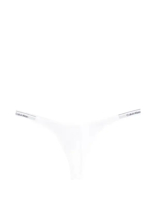 Calvin Klein Logo-waistband Thongs - Black
