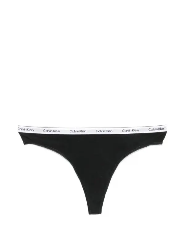 Calvin Klein Logo-waistband Thongs - Black