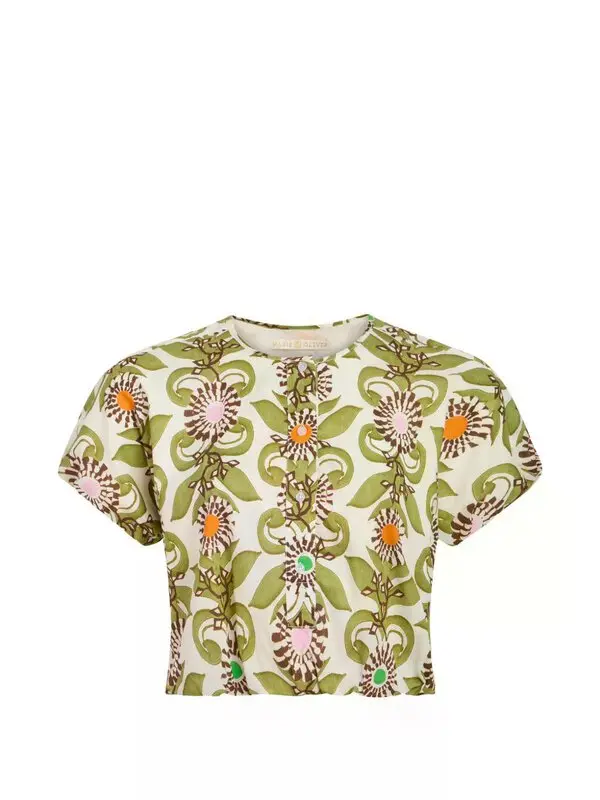 MARIE OLIVER Jaylen Floral-print Cropped Top - Neutrals