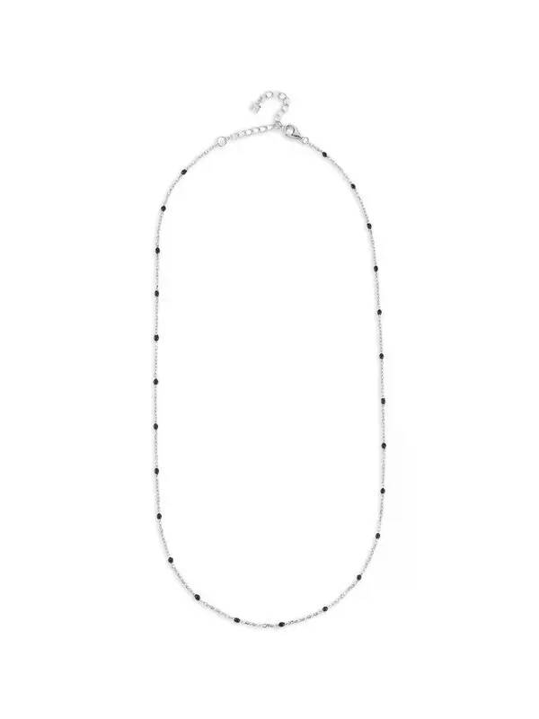 Mateo Enamel Station Chain Necklace - Silver