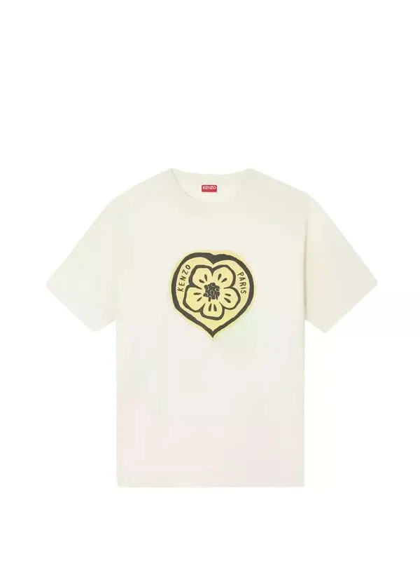 Kenzo Boke Heart Flower-print T-shirt - Neutrals