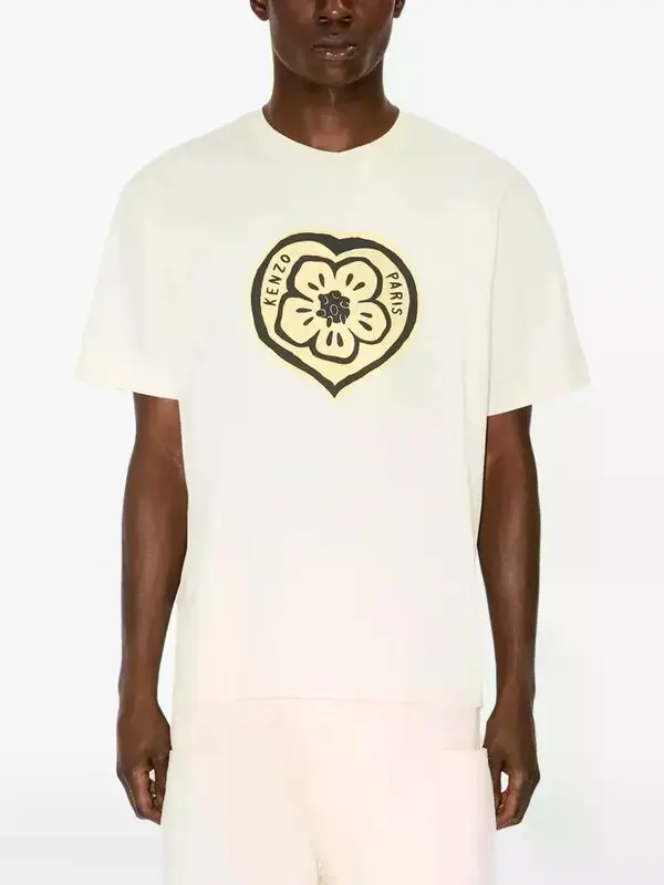 Kenzo Boke Heart Flower-print T-shirt - Neutrals
