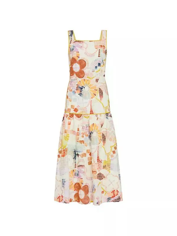 MARIE OLIVER Jada Mosaic-print Tiered Dress - Neutrals