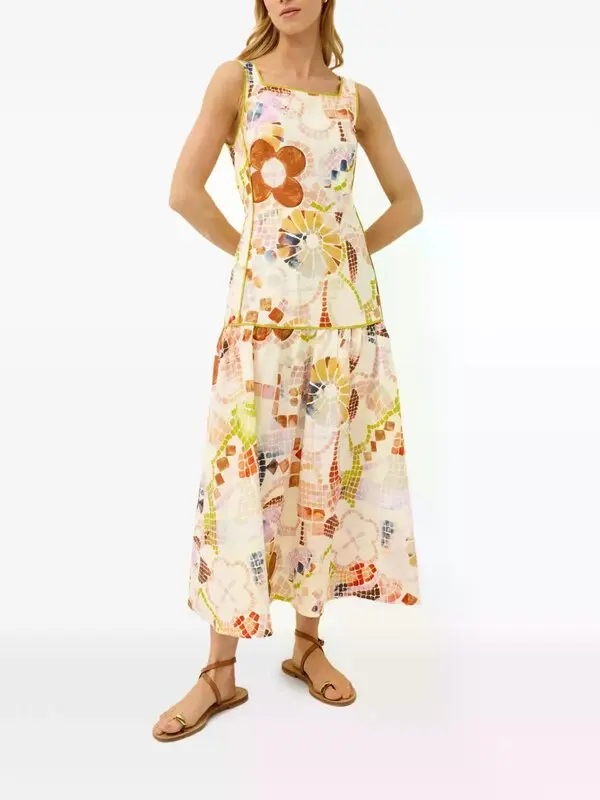MARIE OLIVER Jada Mosaic-print Tiered Dress - Neutrals