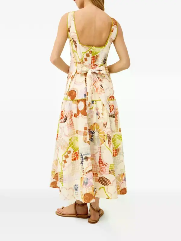 MARIE OLIVER Jada Mosaic-print Tiered Dress - Neutrals