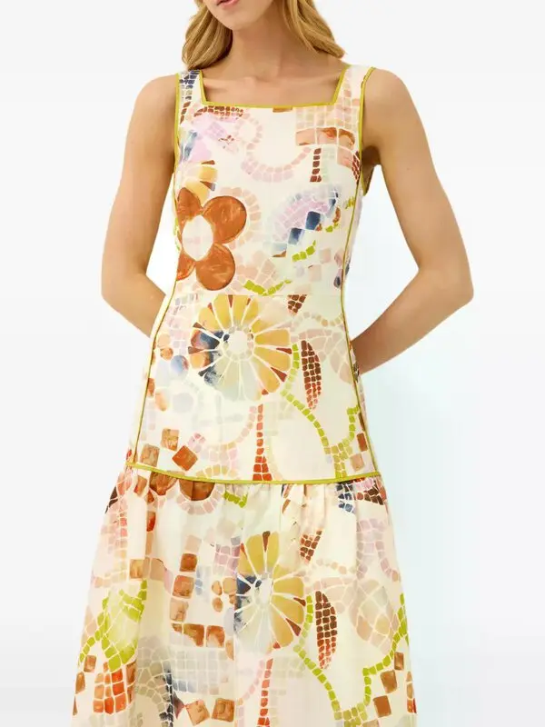 MARIE OLIVER Jada Mosaic-print Tiered Dress - Neutrals
