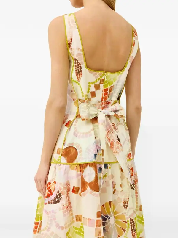 MARIE OLIVER Jada Mosaic-print Tiered Dress - Neutrals