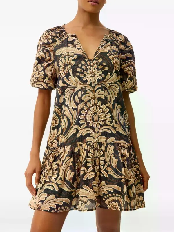 MARIE OLIVER Greta Baroque-print Dress - Black