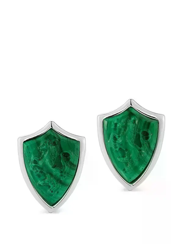 Mateo Malachite Shield Cufflinks - Silver