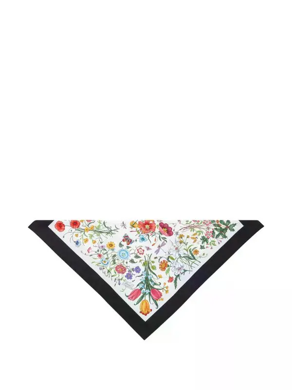 Gucci Flora-print Silk Scarf - White