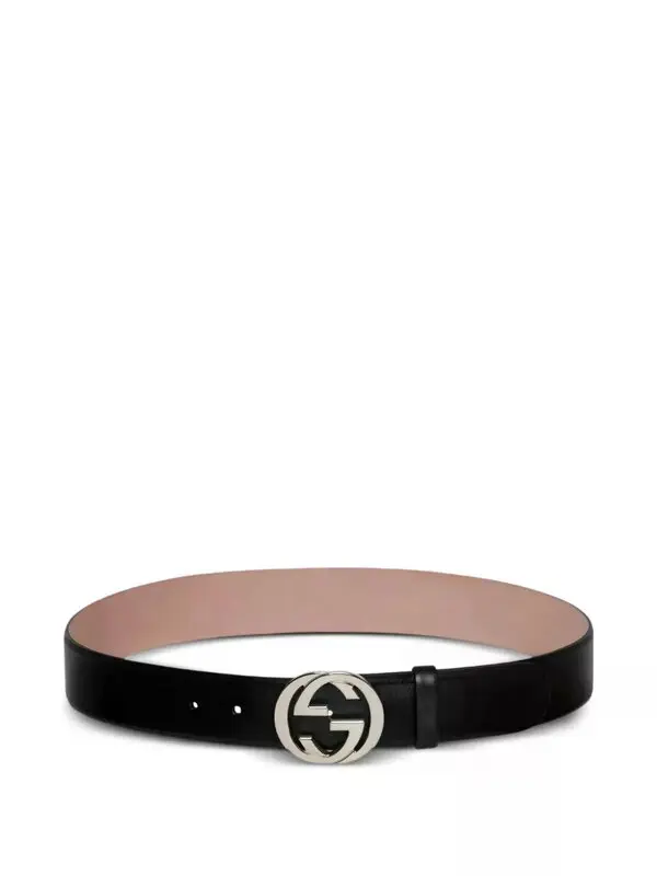 Gucci Interlocking G Leather Belt - Black