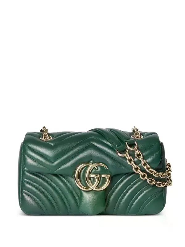 Gucci Small Gg Marmont Chevron-quilted Shoulder Bag - Green