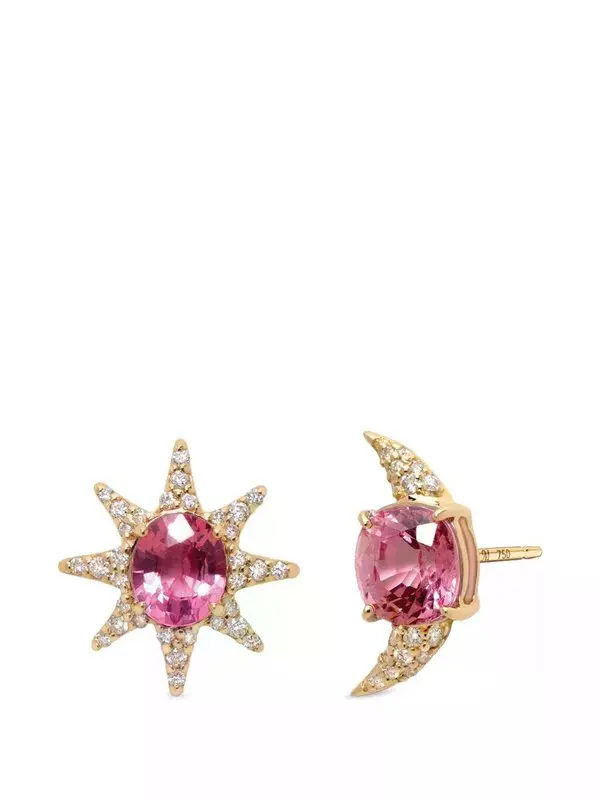 Monica Rich Kosann 18k Yellow Pink Spinel And Diamond Earrings - Gold
