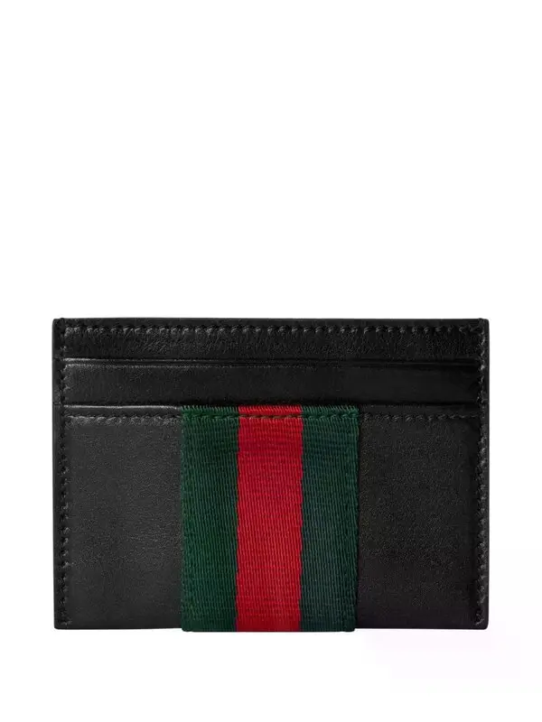 Gucci Web Leather Card Holder - Black