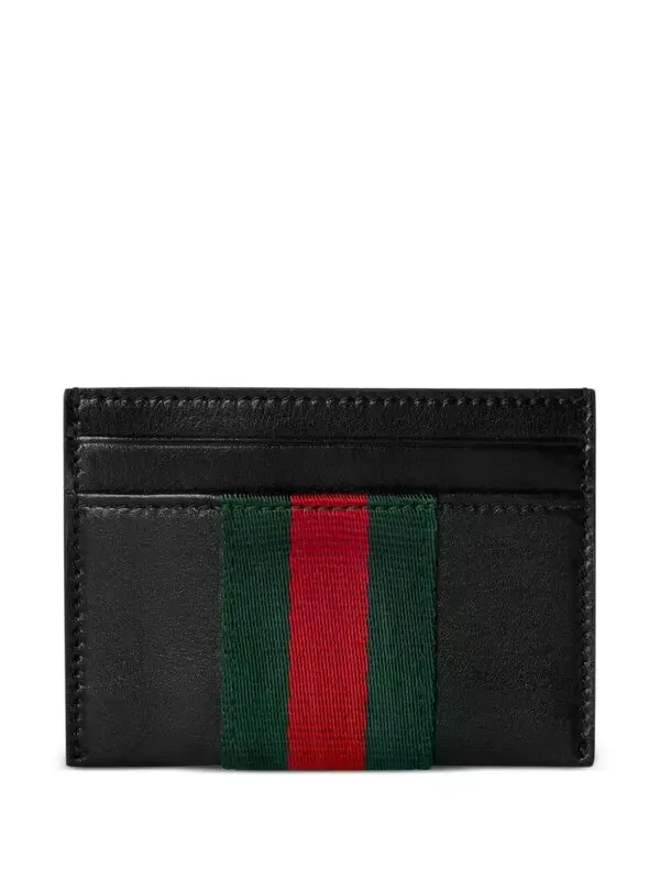 Gucci Web Leather Card Holder - Black