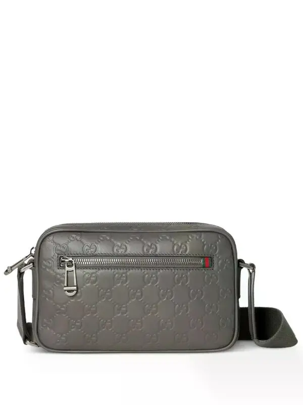 Gucci Gg Leather Shoulder Bag - Grey