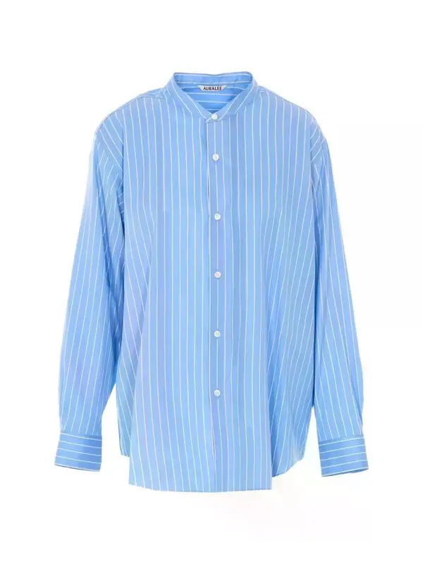 Auralee Striped Band-collar Shirt