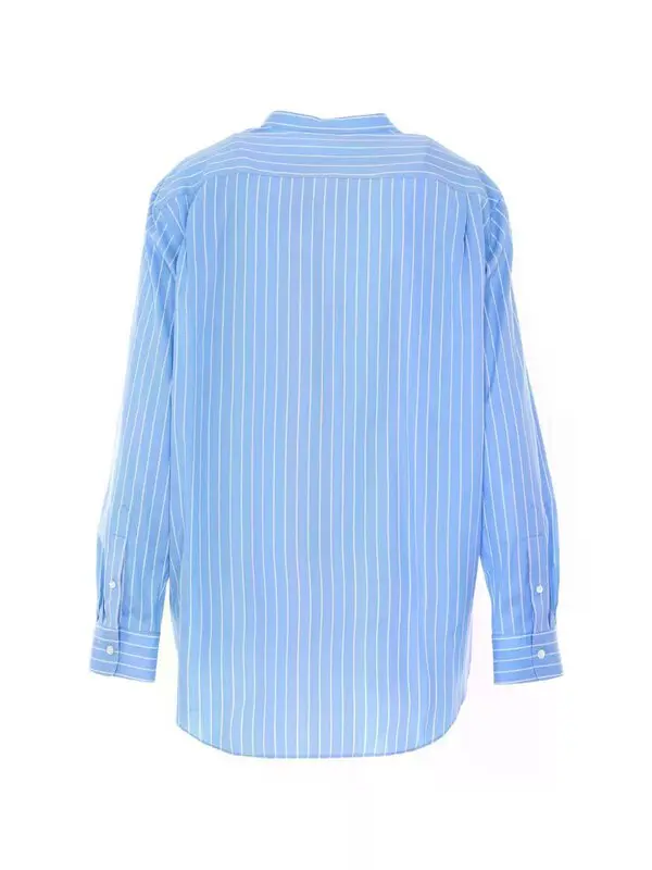 Auralee Striped Band-collar Shirt