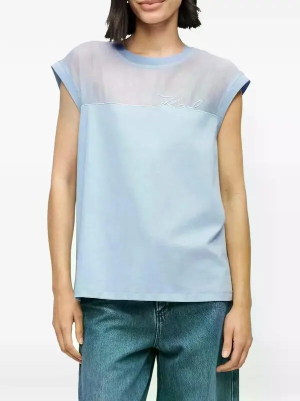 Karl Lagerfeld Signature Sheer-panel T-shirt