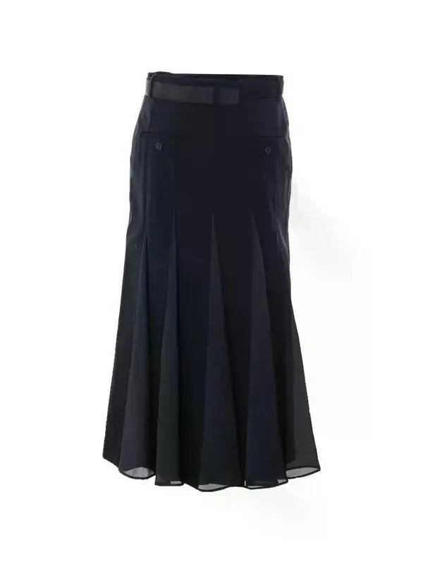 Sacai Pleated Skirt With Belt - Blue