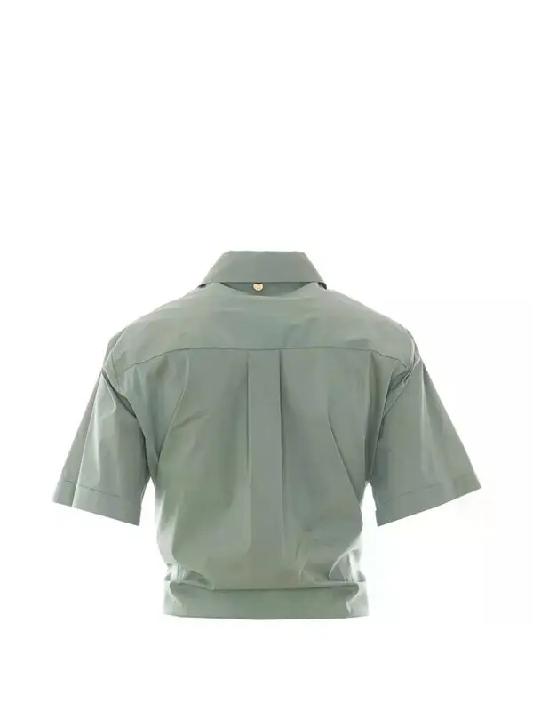 Liu Jo Front-tie Short-sleeve Cotton Shirt - Green
