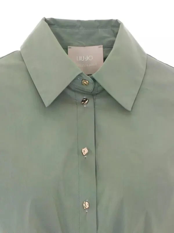 Liu Jo Front-tie Short-sleeve Cotton Shirt - Green