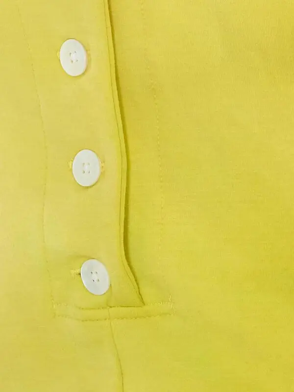 Auralee Button-up V-neck Top - Yellow