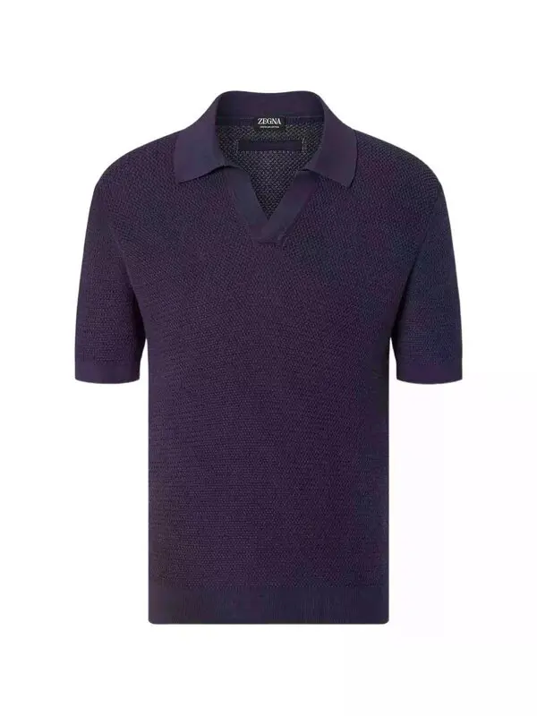 Zegna Waffle-knit V-neck T-shirt - Purple