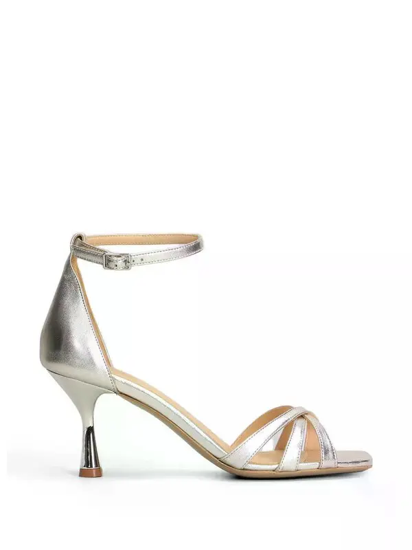 FRATELLI RUSSO Carla Crossover-strap Leather Heeled Sandals - Silver