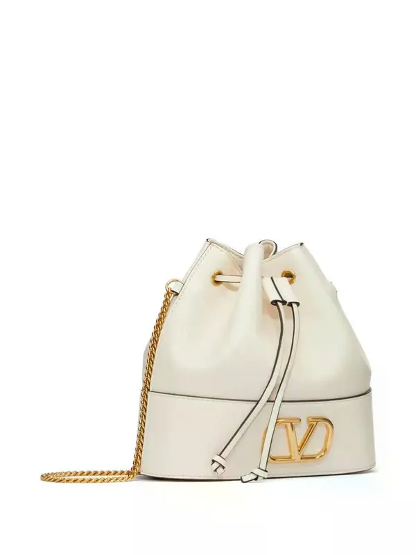 Valentino Garavani Mini Vlogo Signature Bucket Bag In Nappa Leather - Neutrals