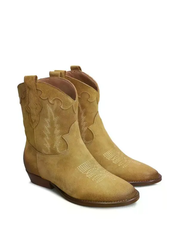 GISEL MOIRE Malawi Embroidered Suede Boots