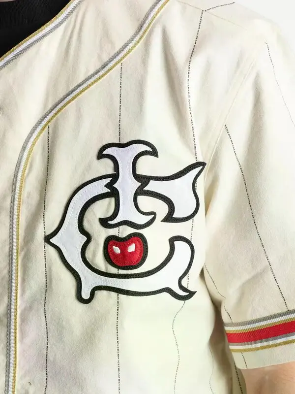 ICECREAM Pinstripe Logo-patch Jersey Shirt