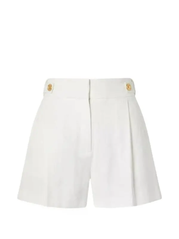 Elisabetta Franchi Logo Button Pleated Shorts - White