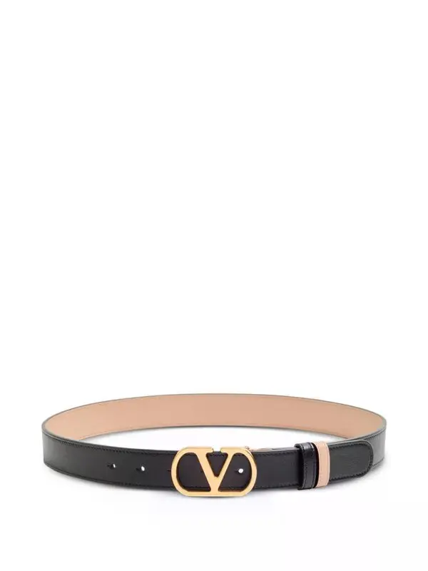 Valentino Garavani Vlogo Signature Reversible Shiny Calfskin Belt - Black