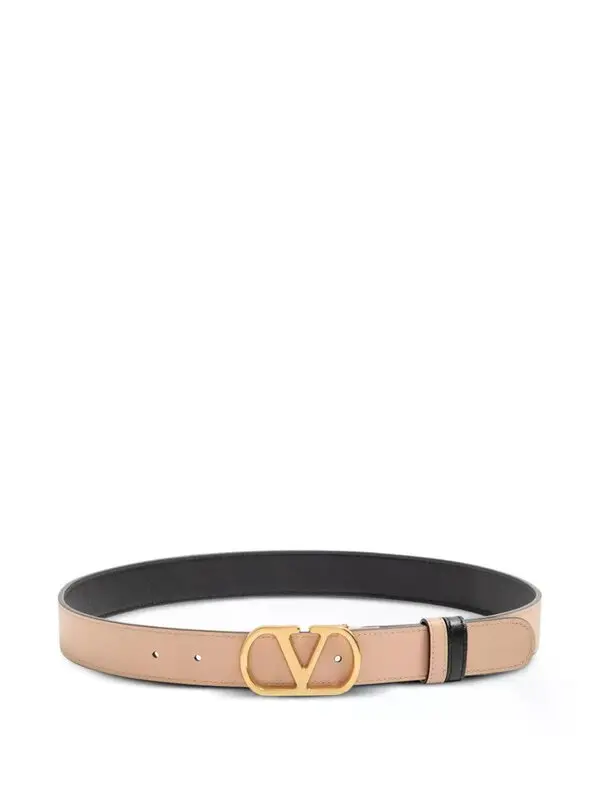 Valentino Garavani Vlogo Signature Reversible Shiny Calfskin Belt - Black