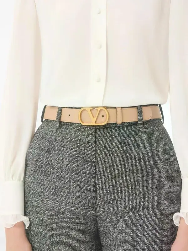 Valentino Garavani Vlogo Signature Reversible Shiny Calfskin Belt - Black