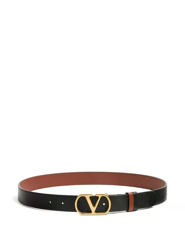 Valentino Garavani Vlogo Signature Reversible Shiny Calfskin Belt 30mm / 1.2 - Brown