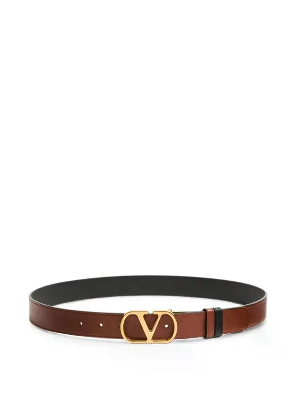 Valentino Garavani Vlogo Signature Reversible Shiny Calfskin Belt 30mm / 1.2 - Brown
