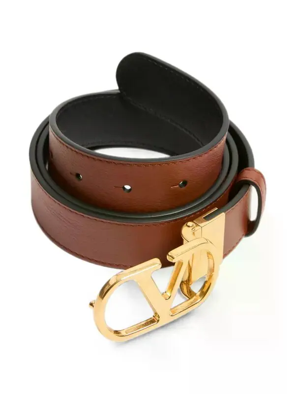 Valentino Garavani Vlogo Signature Reversible Shiny Calfskin Belt 30 Mm - Brown
