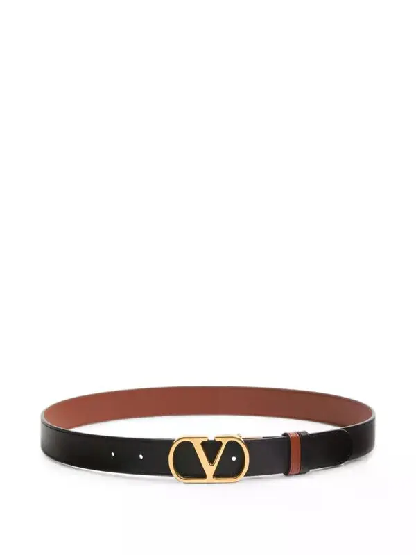 Valentino Garavani Vlogo Signature Reversible Shiny Calfskin Belt 30 Mm - Brown