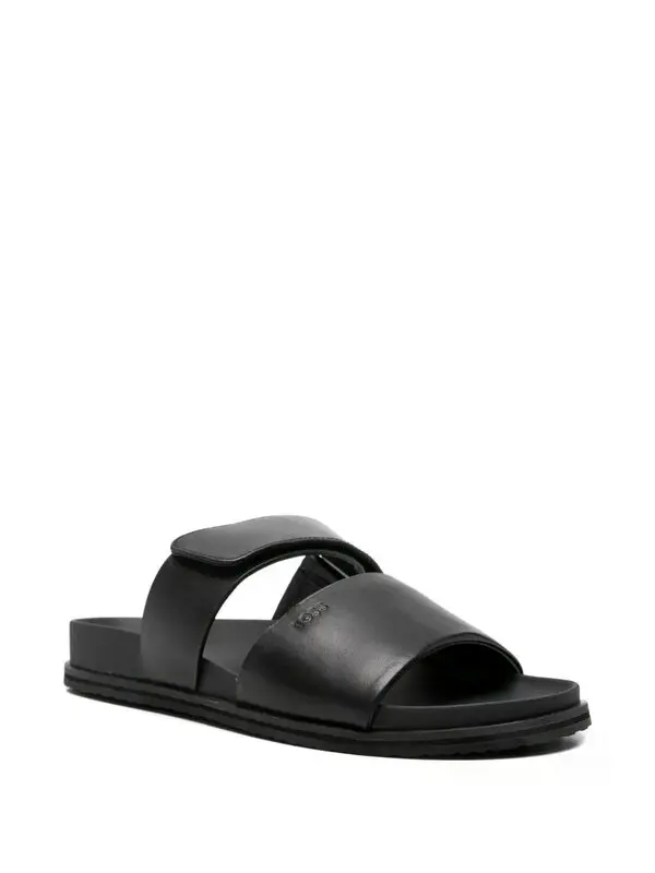 BOSS Leather Slides With Riptape Strap