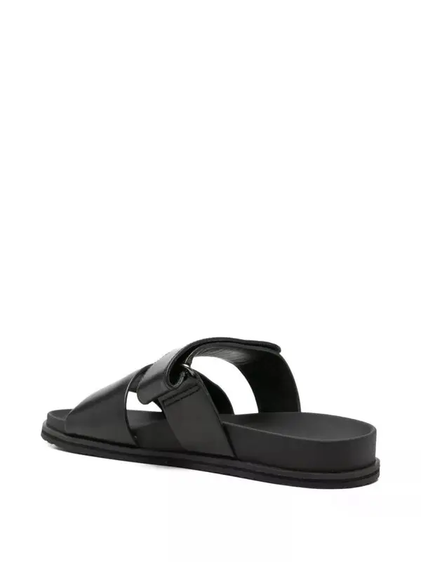 BOSS Leather Slides With Riptape Strap