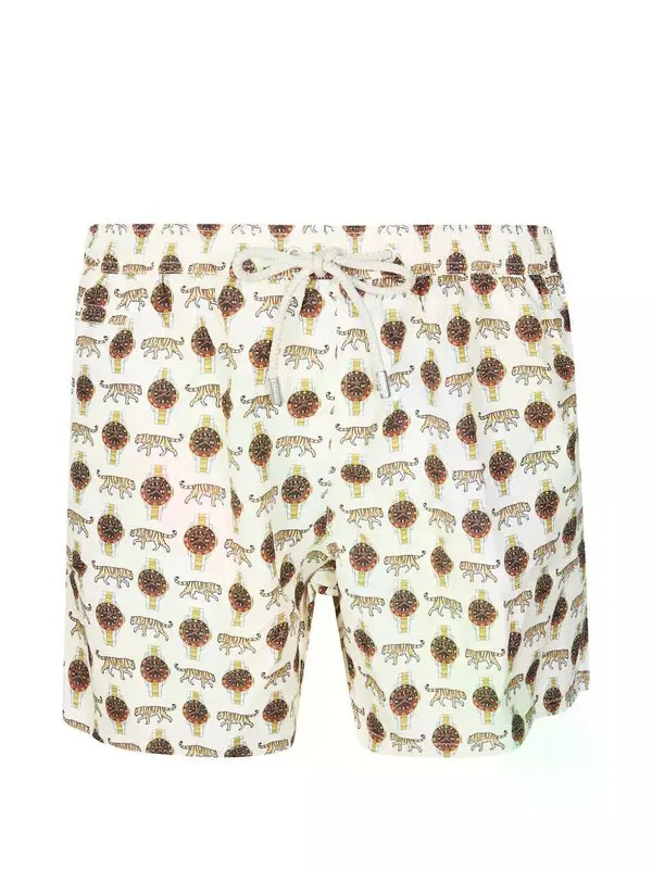 MC2 SAINT BARTH Lighting Tiger-print Swim Shorts - Neutrals